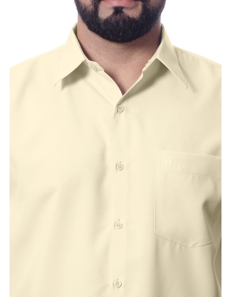 Camisa social palha masculina de microfibra manga curta
