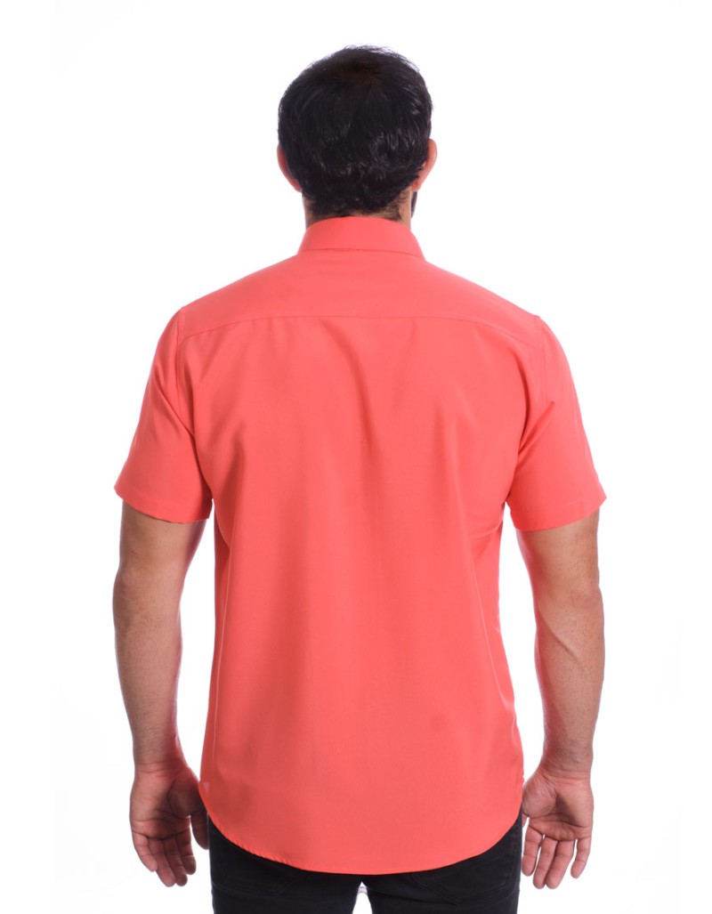 Camisa Coral de Microfibra Manga Curta