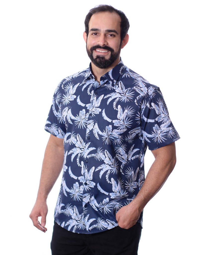 Camisa estampada floral azul