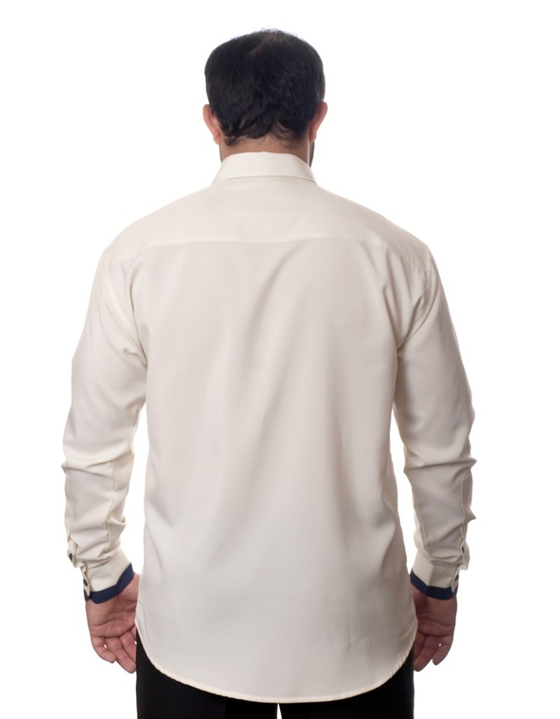Camisa social masculina pérola de microfibra manga longa