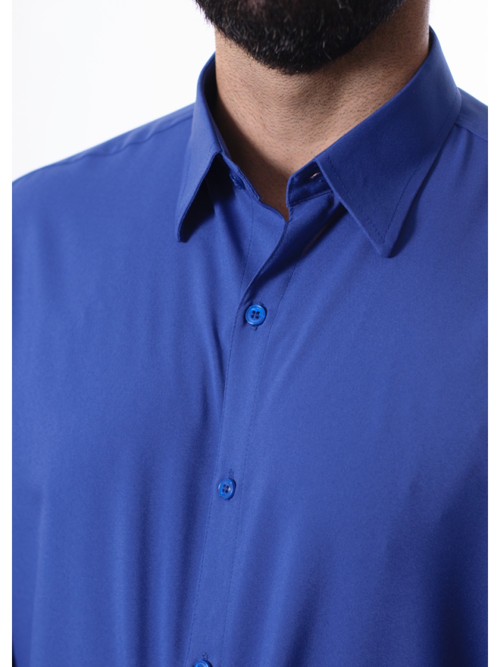 Camisa social masculina de microfibra manga longa, azul royal